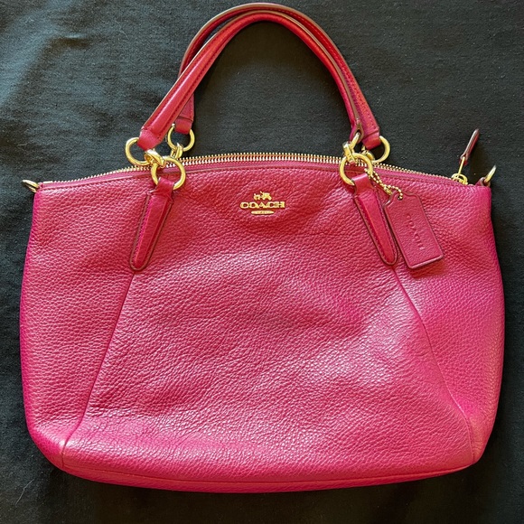 Coach | Bags | Coach Pebbled Leather Dark Pink Bag | Poshmark